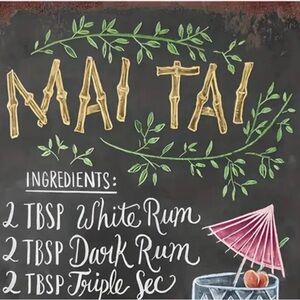 Wall Decor | Mai Tai Tropical Cocktail Metal Recipe Sign Tiki Glass ...